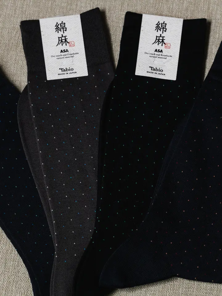 【Tabio MEN】綿麻ピンドットレギュラーソックス ( 062142255 ) | 靴下屋公式通販 Tabio オンラインストア